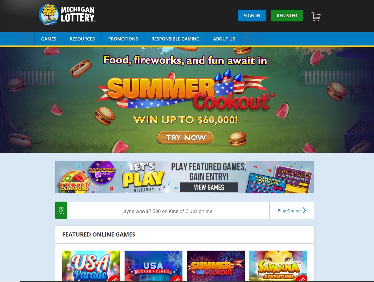 Michigan Lottery Review Promo Code MICHIGAN20 for 20 Free Games